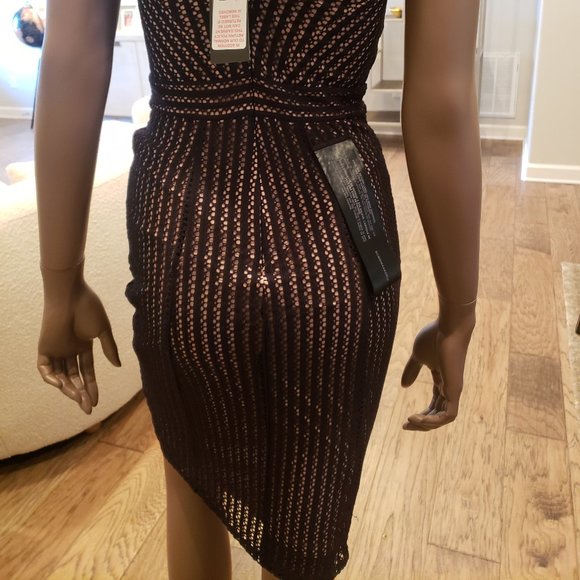 BCBGMaxAzria | Dresses | Bcbg Maxazria Black Mesh Vneck Bodycon Dress ...